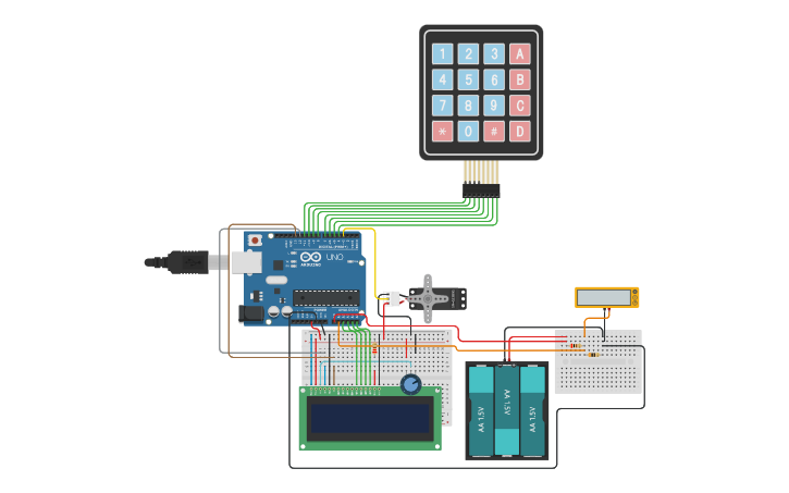 Circuit design Keyboard servo - Tinkercad