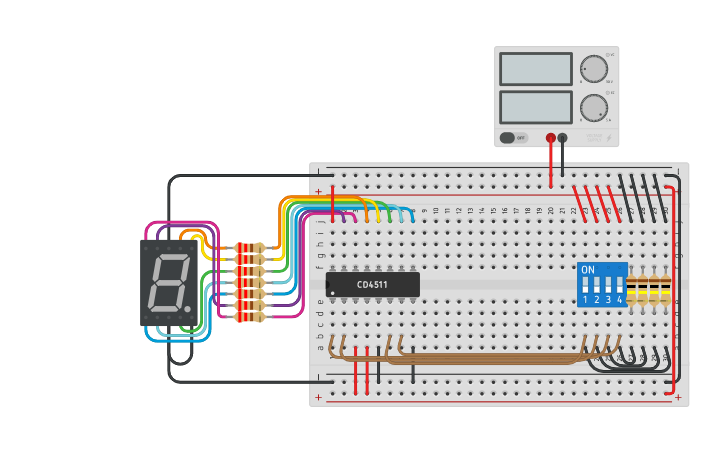 Circuit Design 7 Segment Decoder Circuit With 4 Bit Dip Switch Input Tinkercad 9842