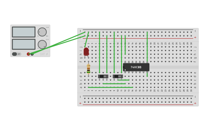 Circuit design Lorrana Ap - Circuito lógico Combinacional | Tinkercad