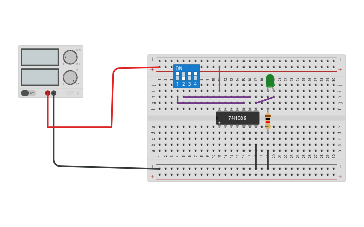 Circuit design XOR GATE - Tinkercad
