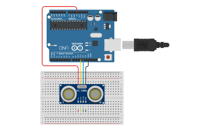 Circuit Design Sensor Ultrassônico Tinkercad 