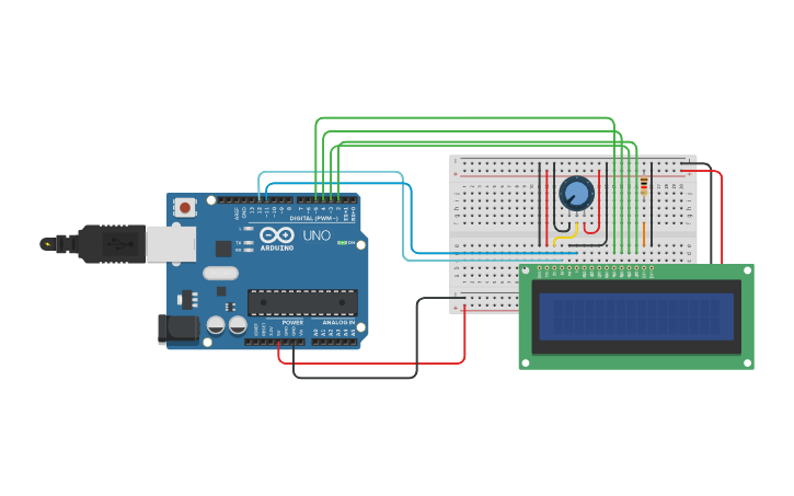 Circuit design Display LCD Nome (Scroll) - Tinkercad