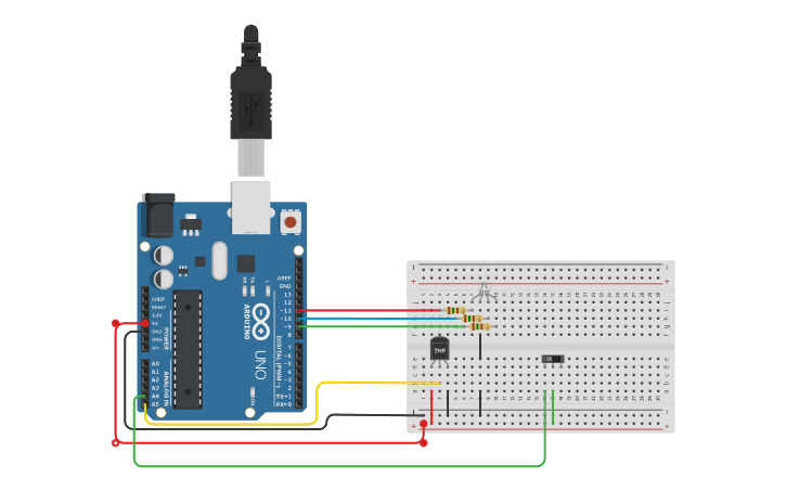 Circuit design Temperature Sensor - Tinkercad