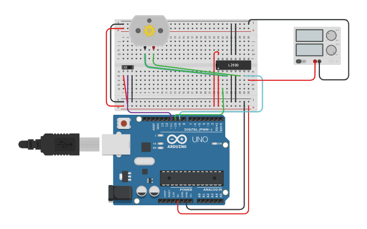 Circuit design H Bridge with DC Motor - Tinkercad