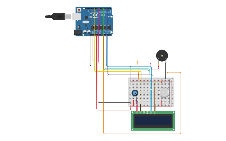 Circuit design urban air quality monitoring - Tinkercad