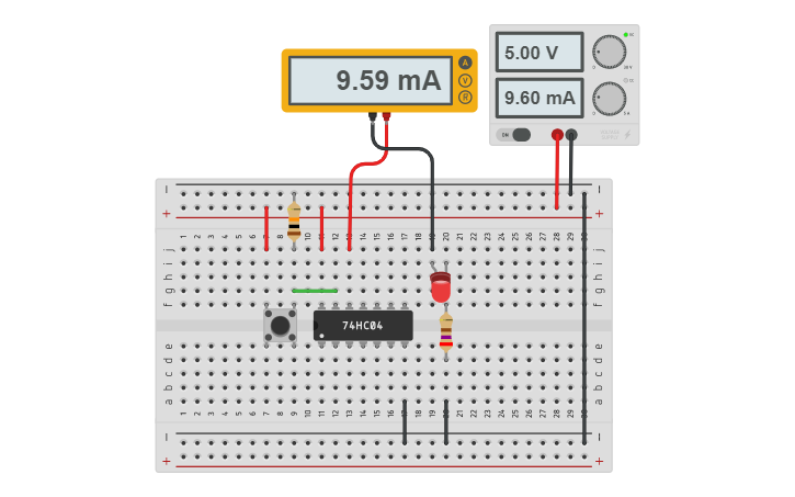 Circuit design 74HC04_Inverter - Tinkercad