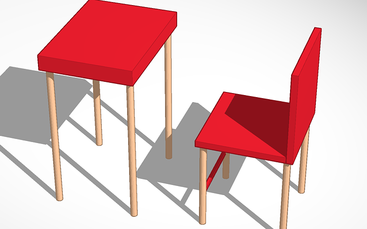 3D design Woods - School Desk & Chair By Maria - Tinkercad