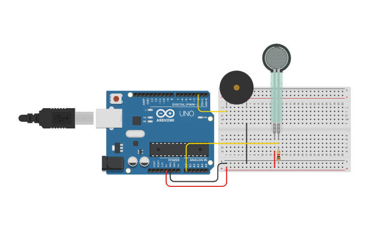 Circuit design E5 - Piezo Sensor - Tinkercad