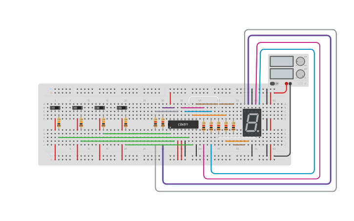 Circuit design 7 Segment Display - Tinkercad