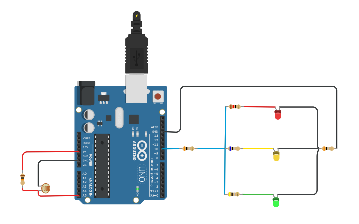 Circuit design UPRAK SENSOR CAHAYA SAMUDERA B.B.M XIIMIPA10/30 - Tinkercad