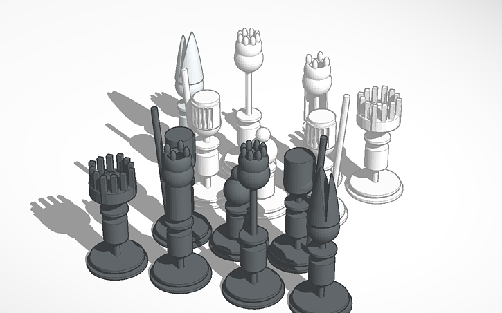 3D design Chess Large Amber Rose Set - Tinkercad