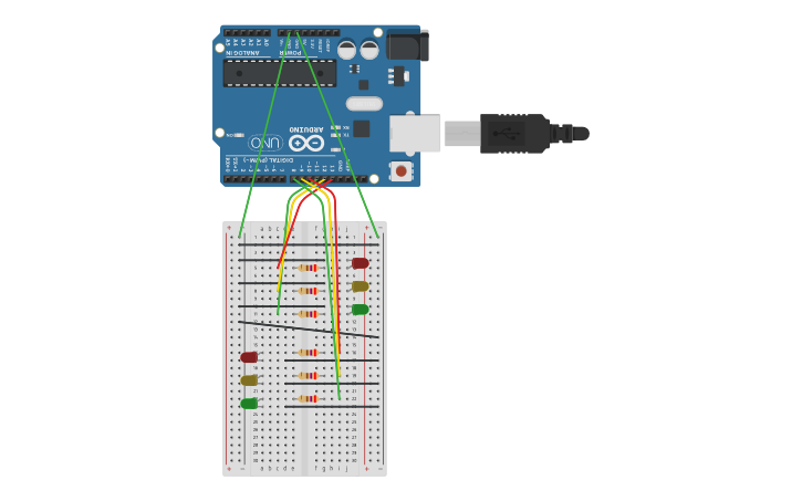 Circuit design Traffic Lights - Tinkercad