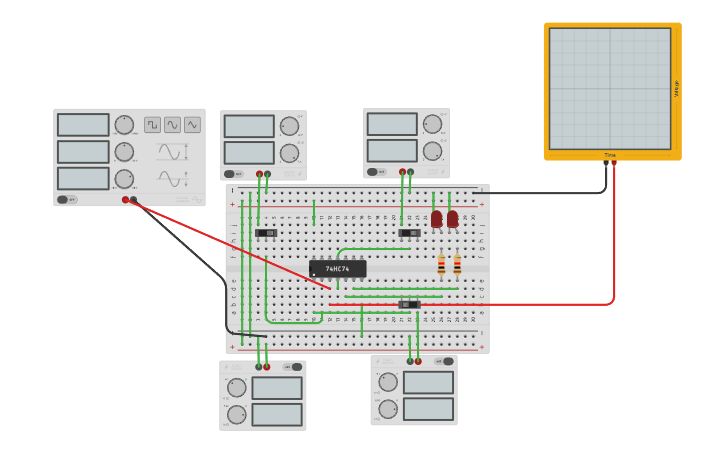 Circuit design Percobaan 3 : Edge Triggered D Flip-Flop - Tinkercad