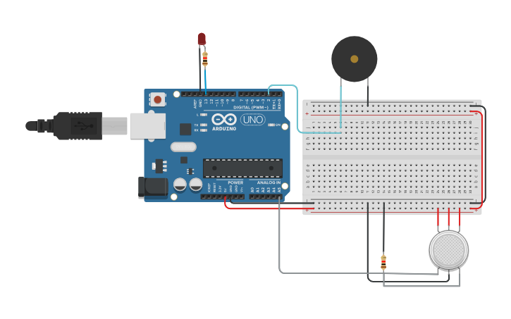 Circuit design Anisha Micro Project - Gas Leak Detection - Tinkercad