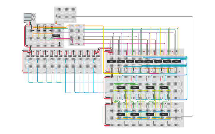 Circuit design MUX 16x4 - Tinkercad