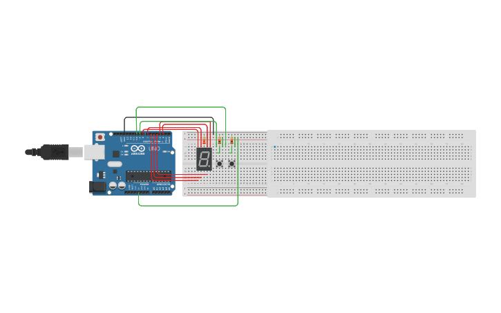 Circuit design 7 segment - Tinkercad
