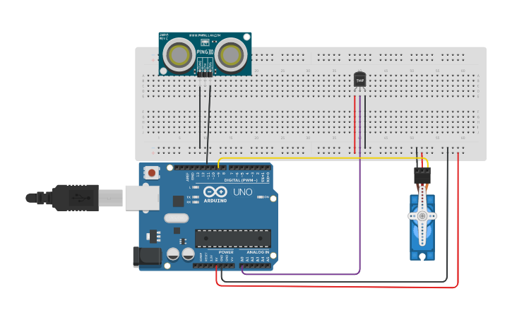 Circuit design Temperature sensor - Tinkercad