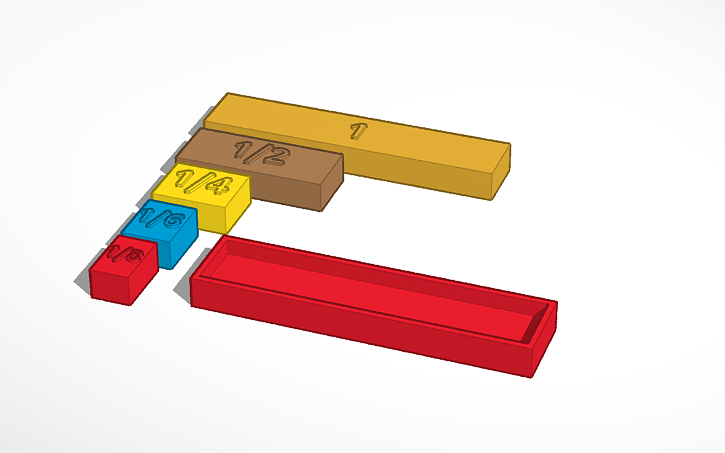 3D design Fraction Rectangle - Tinkercad