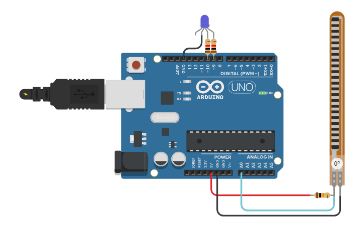 Circuit design flex sensor - Tinkercad