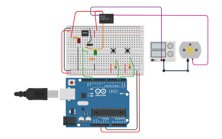 Circuit design Copy of Marcia Arresto motore DC - Tinkercad