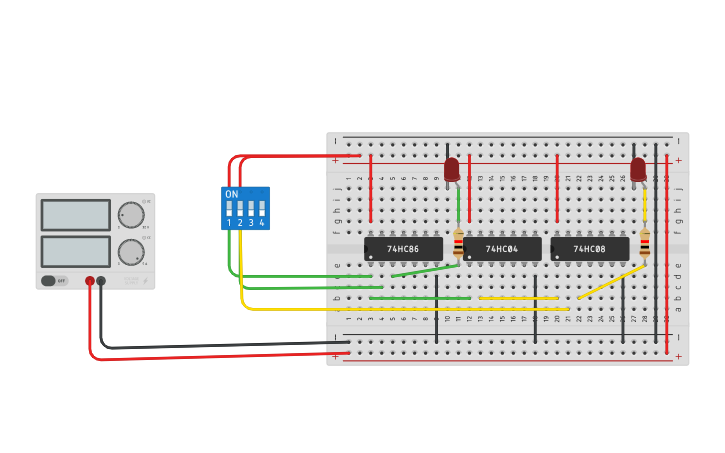 Circuit design Half Subtractor - Tinkercad