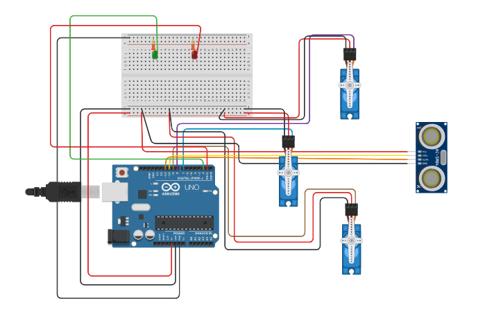 Circuit design Advanced Smart Trash Bin - Tinkercad