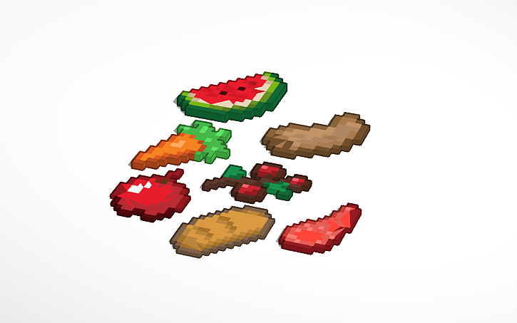 3D design Minecraft Foods (Not all) - Tinkercad