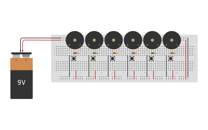 Circuit design Different Hz of buzzers - Tinkercad