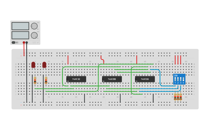 Circuit design Full Adder - Tinkercad