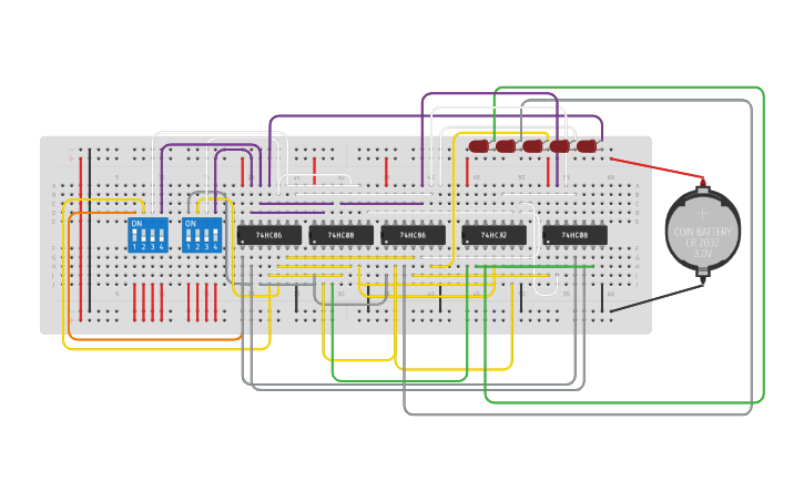 Circuit Design 4 Bit Full Adder Tinkercad