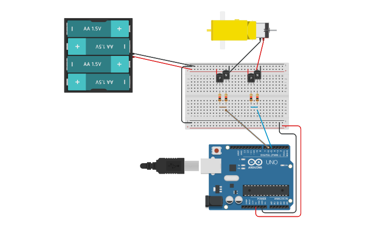Circuit design H bridge motor - Tinkercad