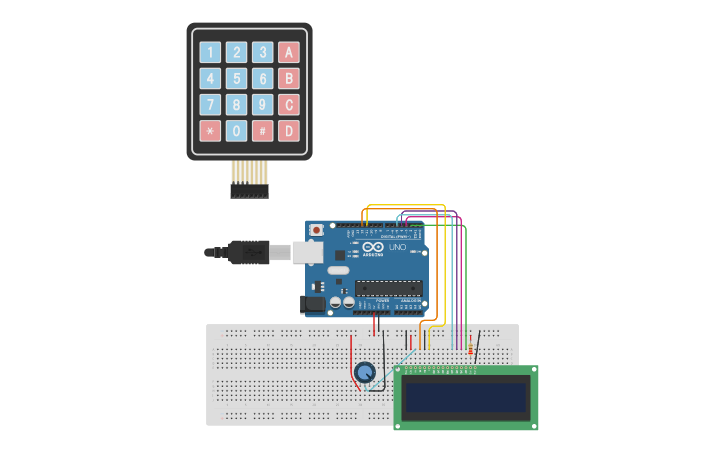 Circuit design Explain Connect LCD and Palametor Ardunio - Tinkercad