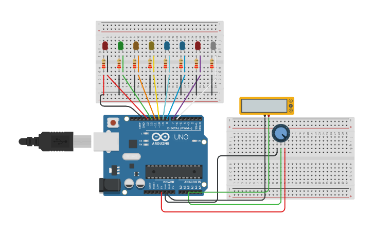Circuit design LAB 3 TASK 1 B digitalwriteLED | Tinkercad