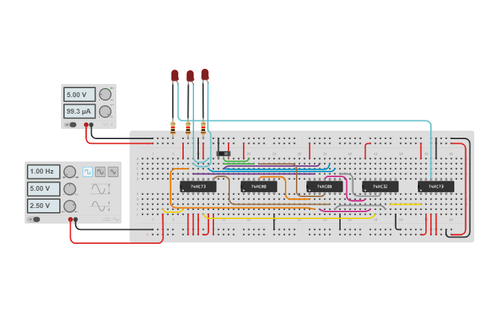 Circuit Design Exp8 3 Bit Asynchronous Up Downcounter Tinkercad