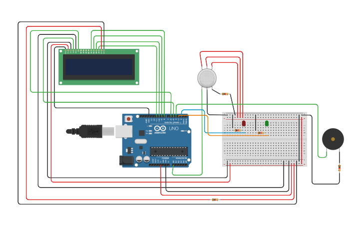 Circuit design Breath analyzer for drink and drive | Tinkercad