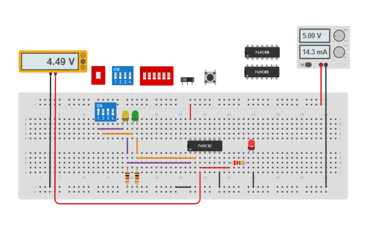 Circuit design 03 Porte logiche su breadboard | Tinkercad