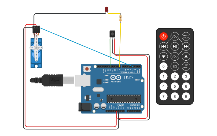Circuit Design Ex2 Servo Motor Control Using Ir Remote Tinkercad