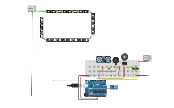 Circuit design Boat detection and warning system - Tinkercad