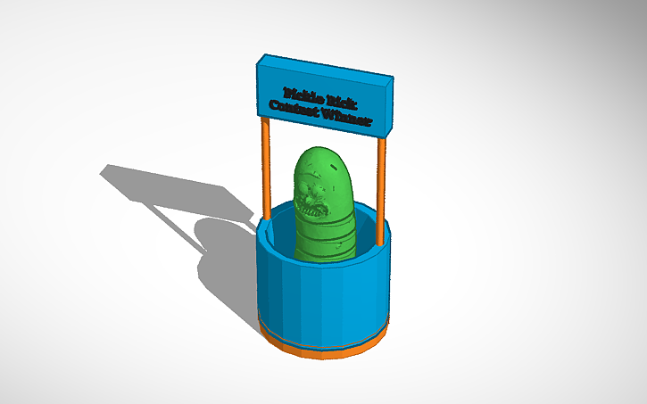 3D design Pickle Rick holding trophy | Tinkercad