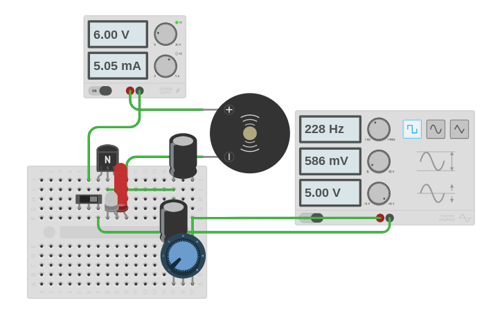 Circuit design Simple Class-A Audio Amplifier - Tinkercad