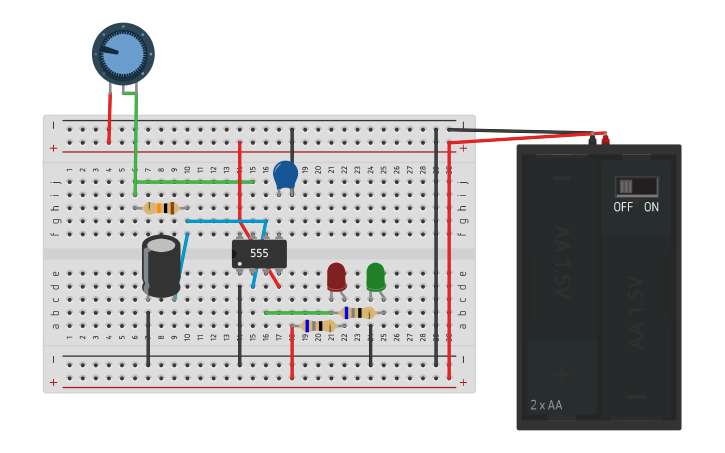 Circuit design 555 LED Flasher - Tinkercad