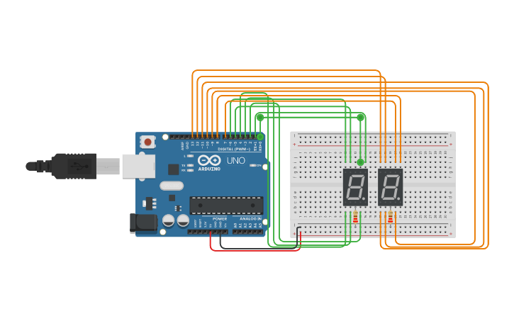 Circuit design 7 Segment Display Countdown - Tinkercad
