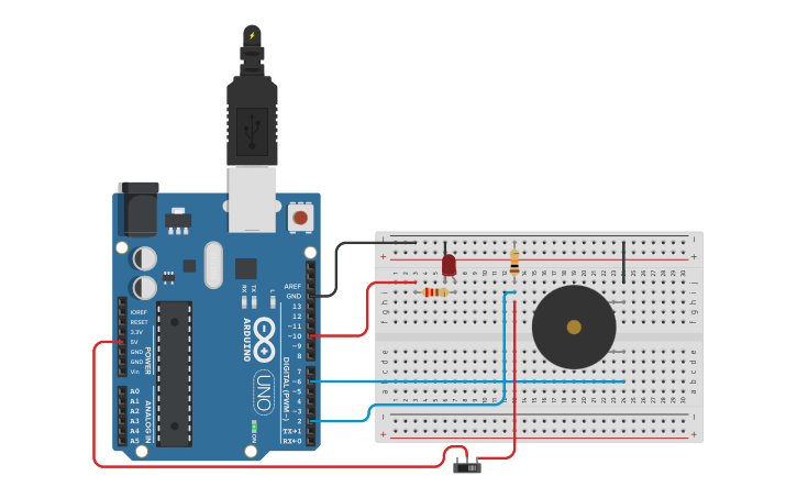 Circuit design Piezo Buzzer - Tinkercad