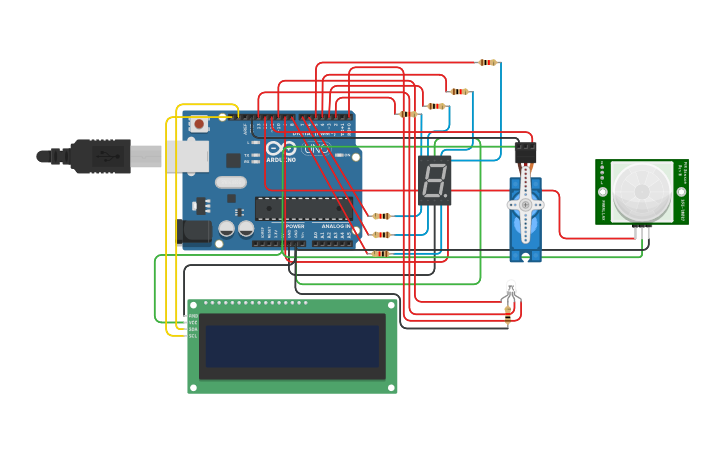 Circuit design Servo Motor with 7 Segment Display | Tinkercad