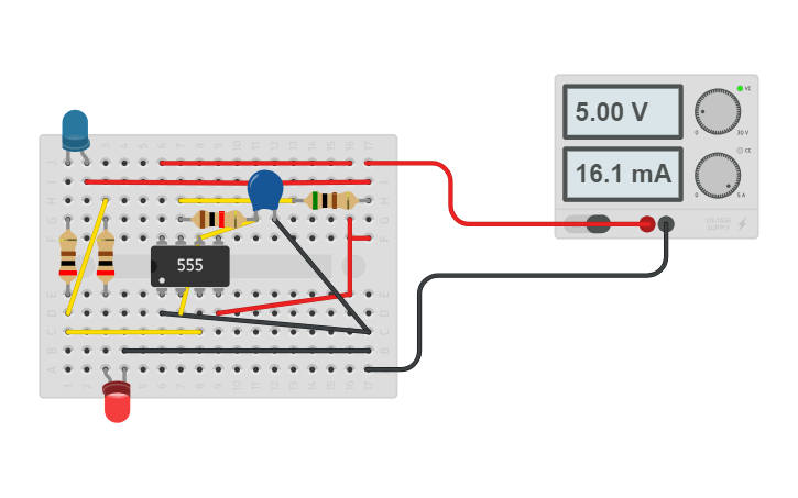 Circuit design LM555 - Tinkercad