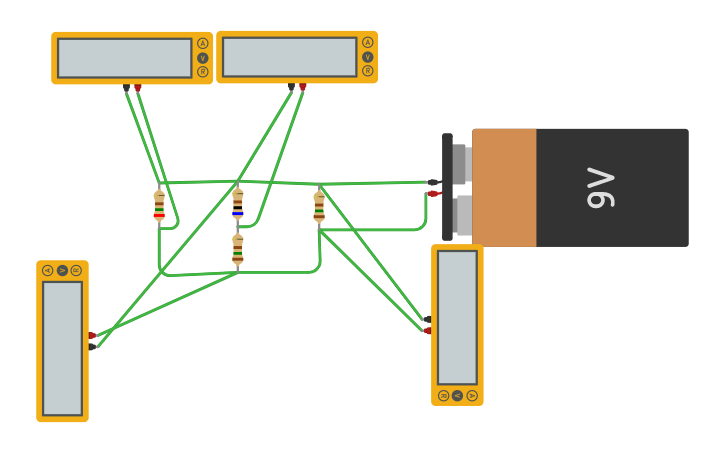 Circuit design Electrical Training KVL Parallel circuit - Tinkercad