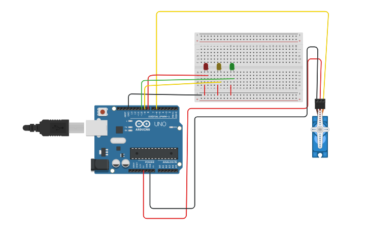 Circuit design ACTIVITY 2 - LED + Servo Motor - Tinkercad Circuit design ACTIVITY 2 - LED + Servo Motor - Tinkercad
