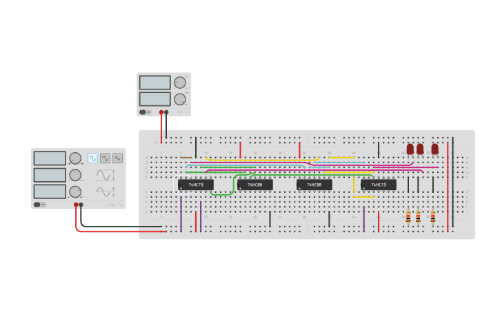 Circuit design mod 5 synchronous counter - Tinkercad
