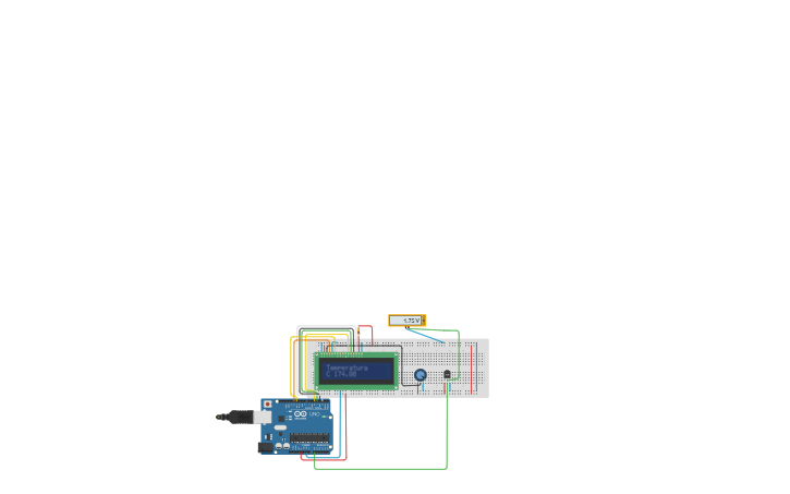 Circuit design sensor de temperatura - Tinkercad