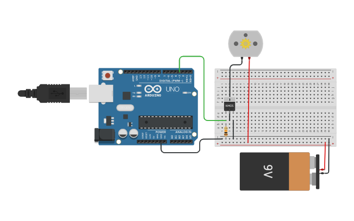 Circuit design Arduino DC Motor - Tinkercad